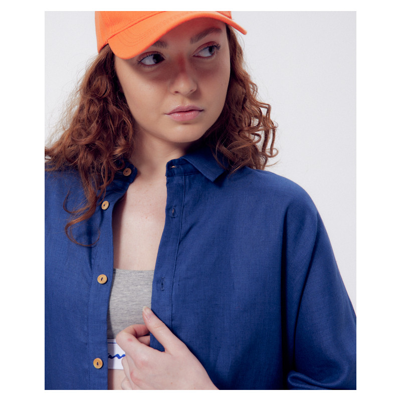 Chemise Lin Femme Made In France Lily Bleu - La Gentle Factory