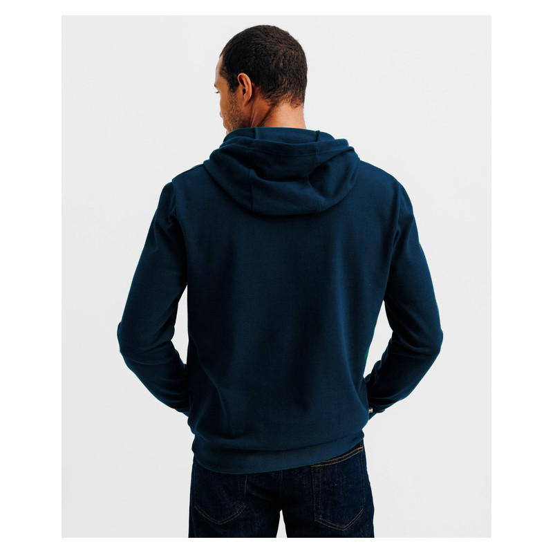 Sweat piqué Calix à capuche bleu marine recyclé