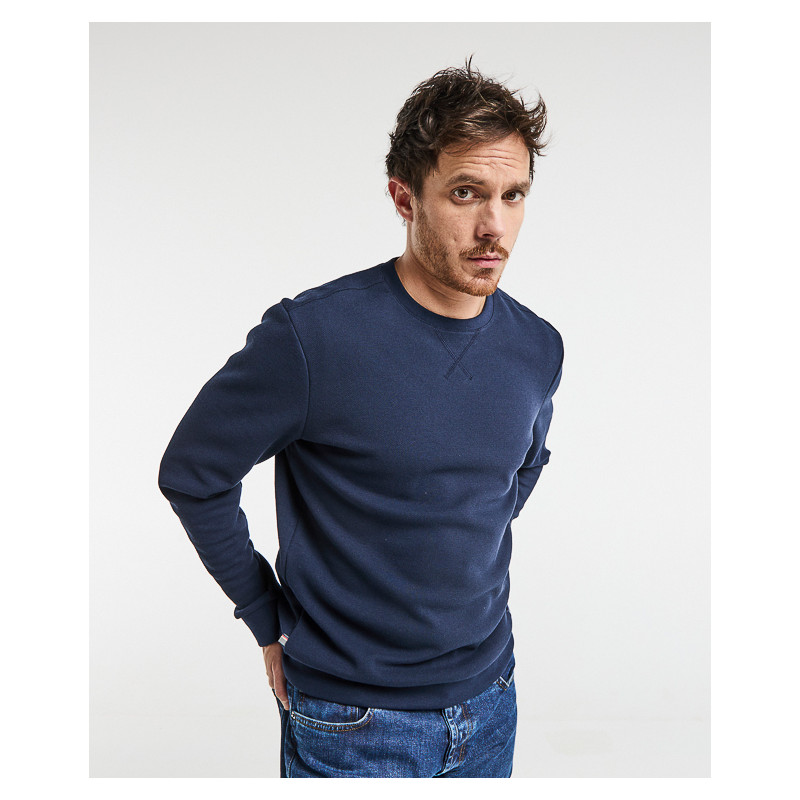 Sweat Paul piqué bleu marine en fibres recyclées - La Gentle Factory
