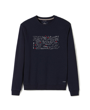 Sweat Samuel marine Le mur des Je t'aime en coton bio - La Gentle Factory